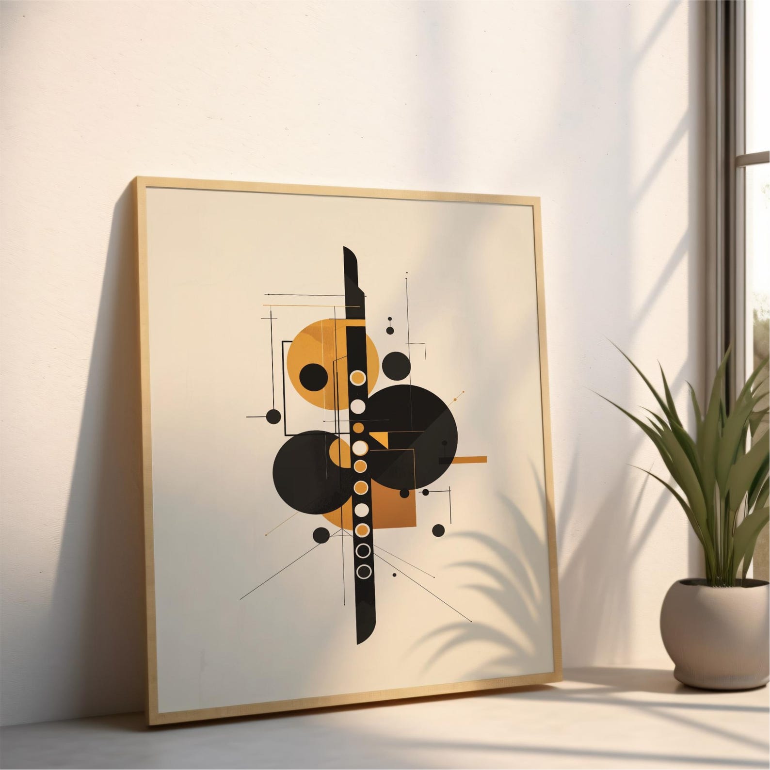 Abstract Flute Print: Mid-century Modern Geometric Art (digital ...