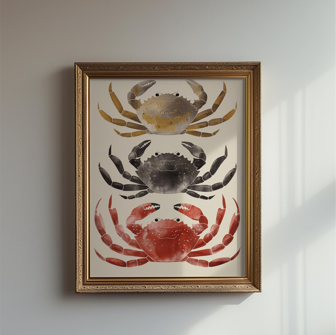 Colorful Crabs Vintage Illustration: Coastal Nautical Art (printable ...