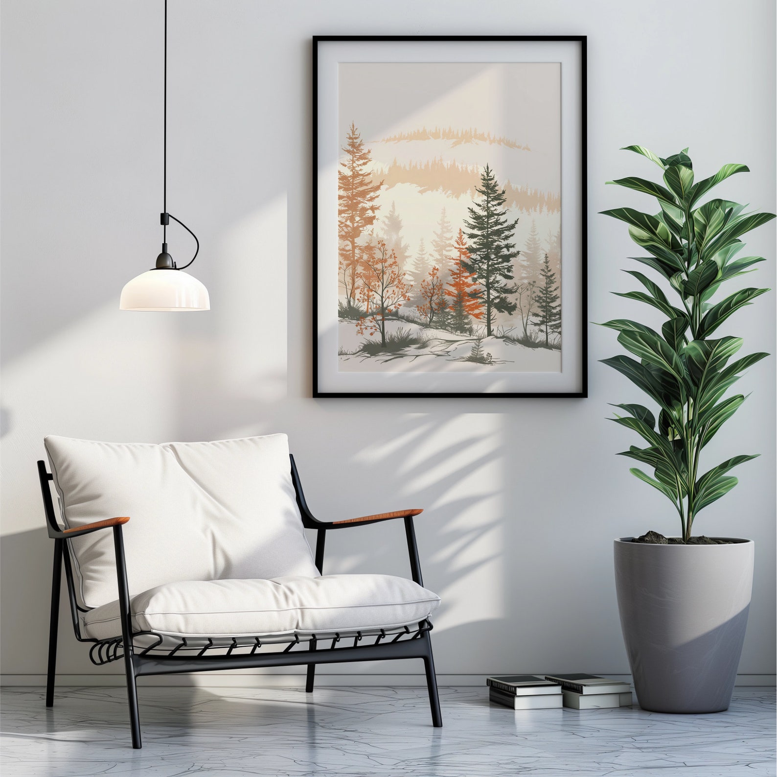 Pine Treescape Printable Abstract Landscape Wall Art Minimalist Nature ...