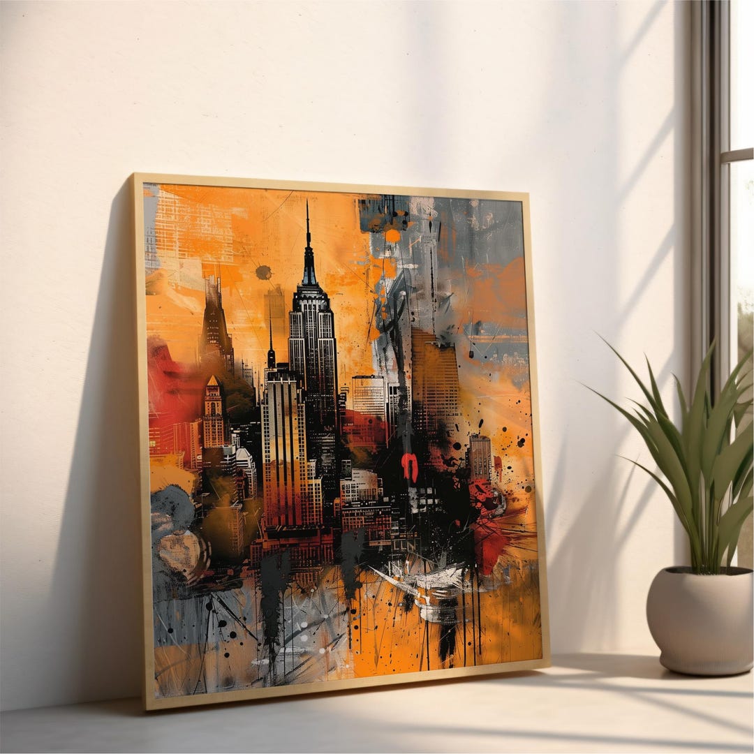 NYC Skyline Abstract Art Print: Urban Grunge Collage (digital Download ...