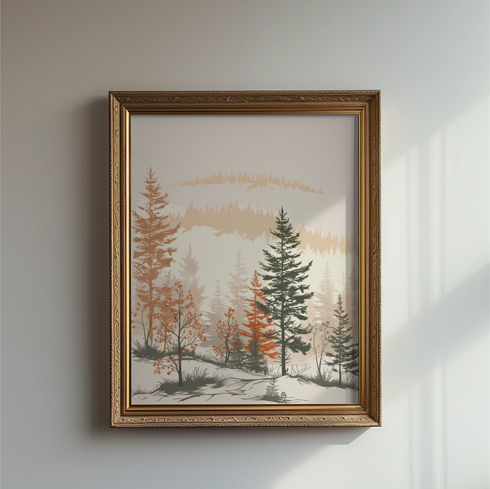 Pine Treescape Printable Abstract Landscape Wall Art Minimalist Nature ...