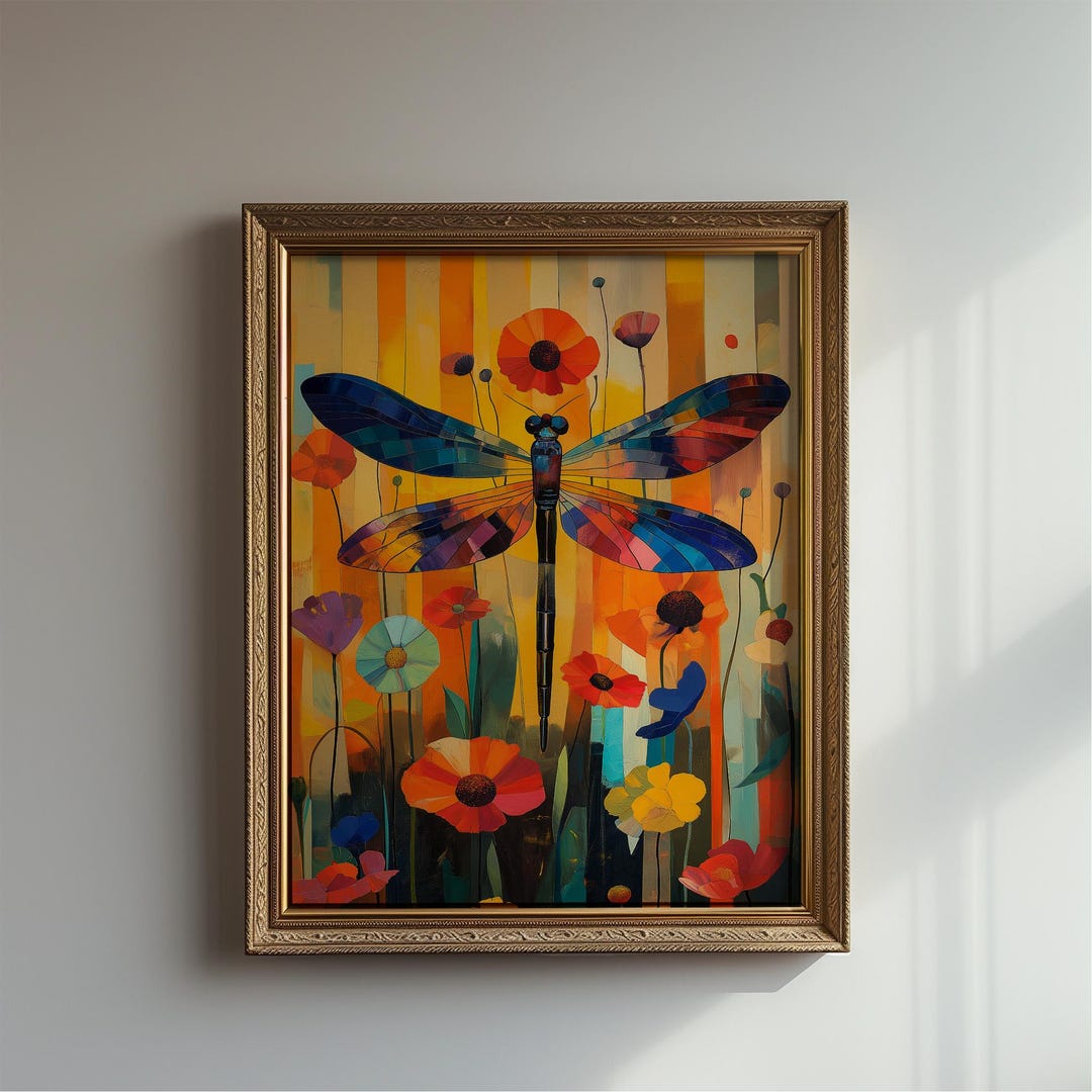 Floral Dragonfly | Botanical Printable Wall Art | Cute Animal Poster ...