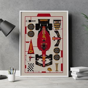 Ferrari Formula 1 Car Poster Minimal Design Ferrari Poster - Etsy