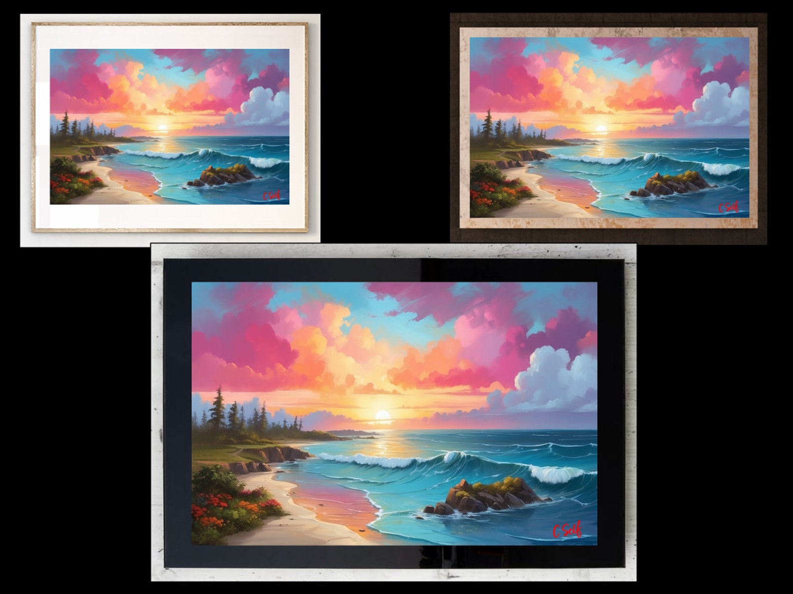 Beautiful Landscape Digital Portrait (BEACH SUNSET 1) / 2 PNG Digital ...