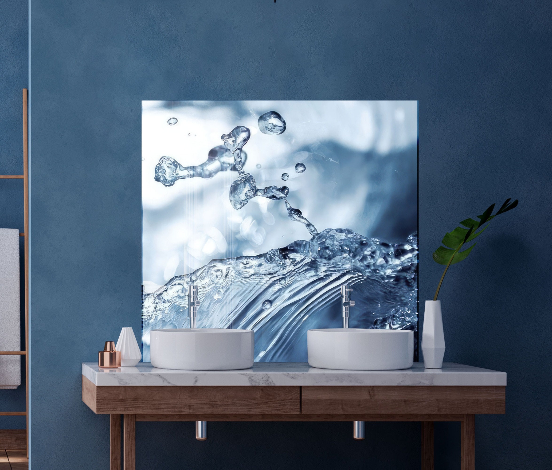 Tempered Glass Water Backsplash Tile Water Splashback for - Etsy