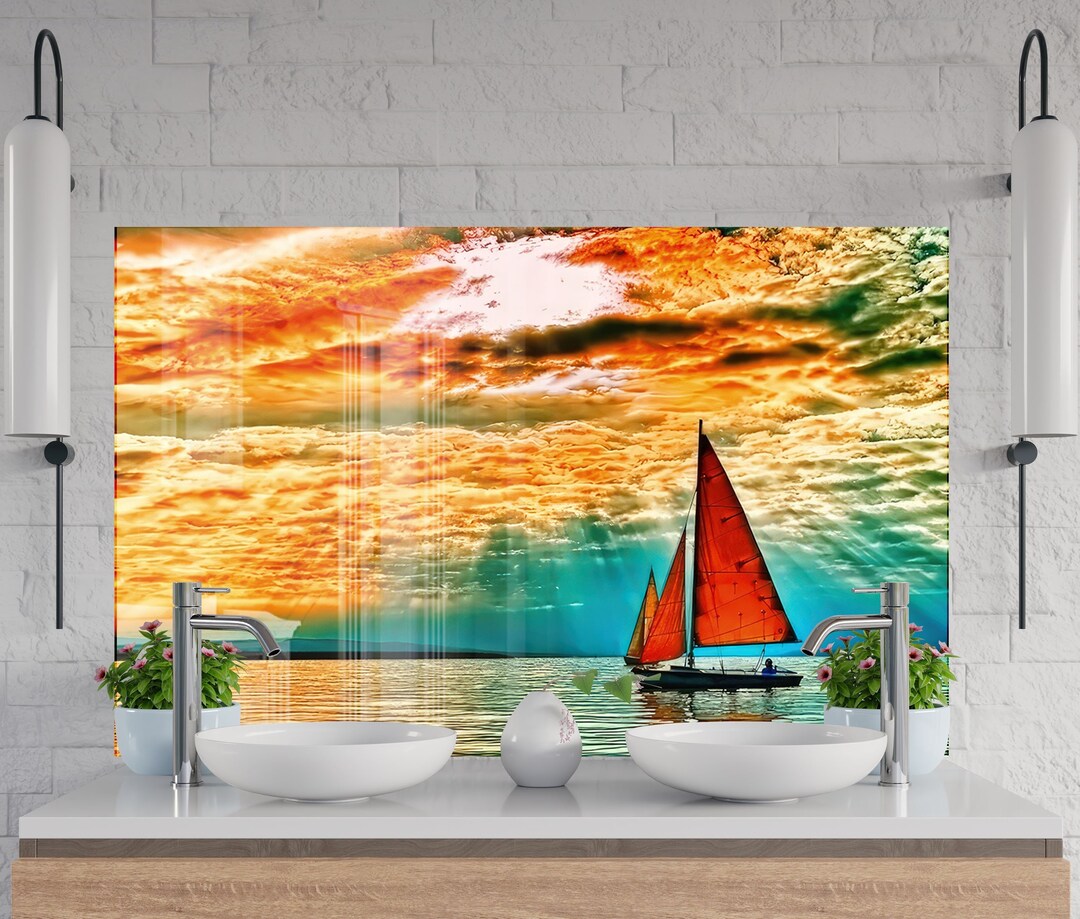 Tempered Glass Stove Backsplash-sail Boat Backsplash-stove - Etsy