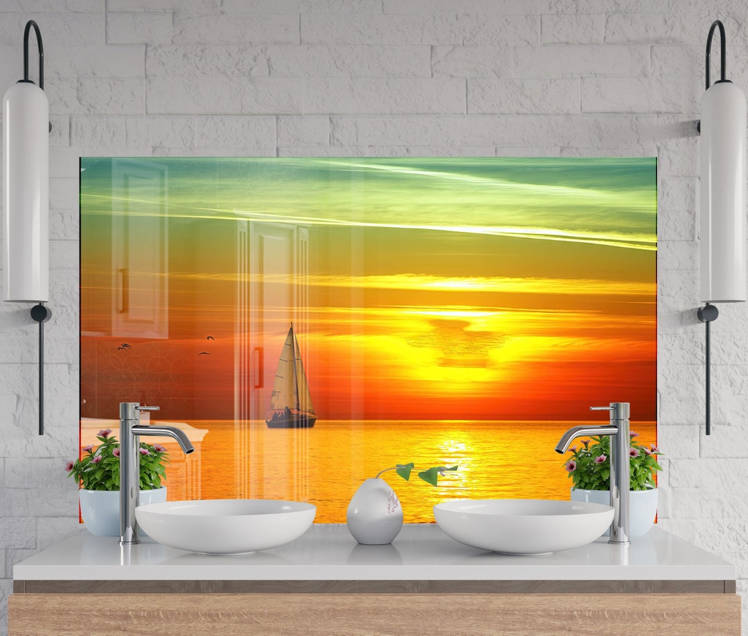 Tempered Glass Sunset Backsplash Tile Sunset Splashback for - Etsy