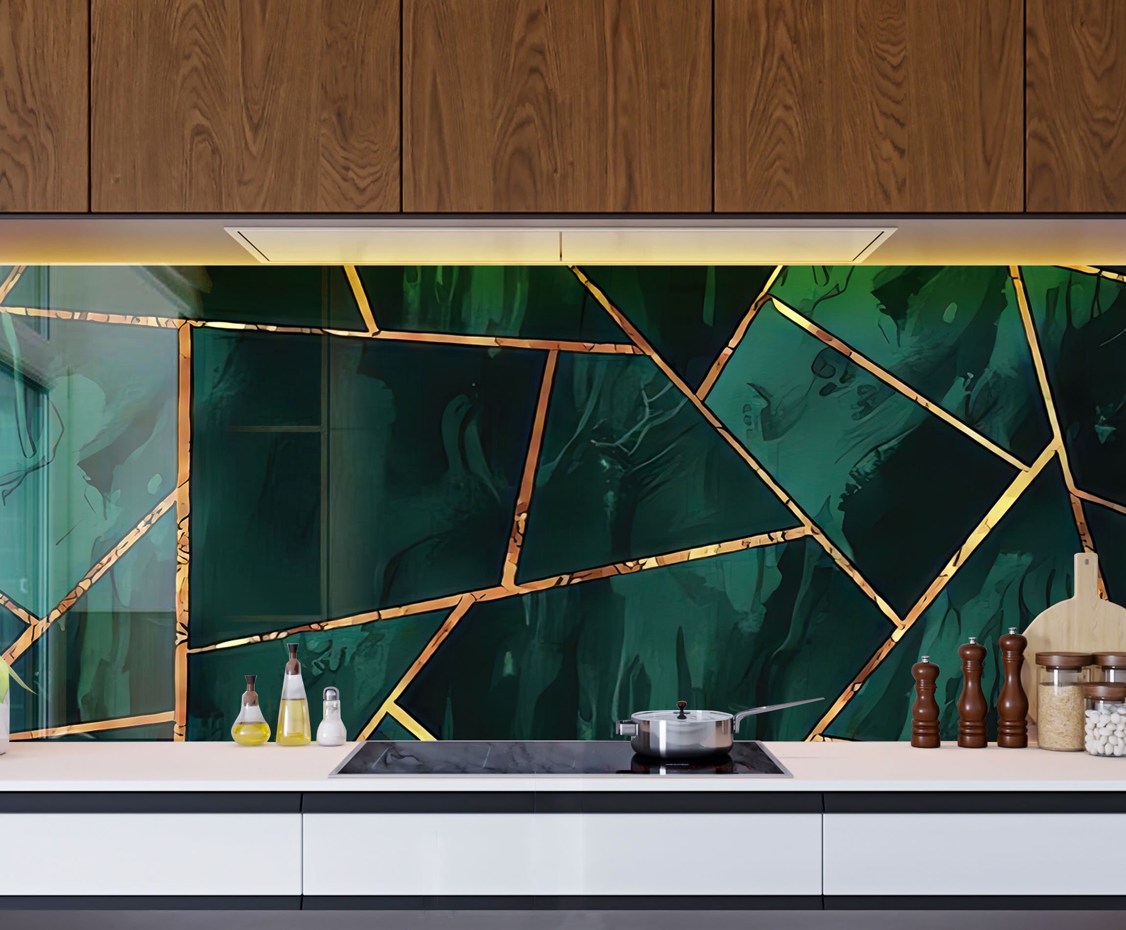 Tempered Glass Geometric Backsplash Tile Kitchen Splashback - Etsy