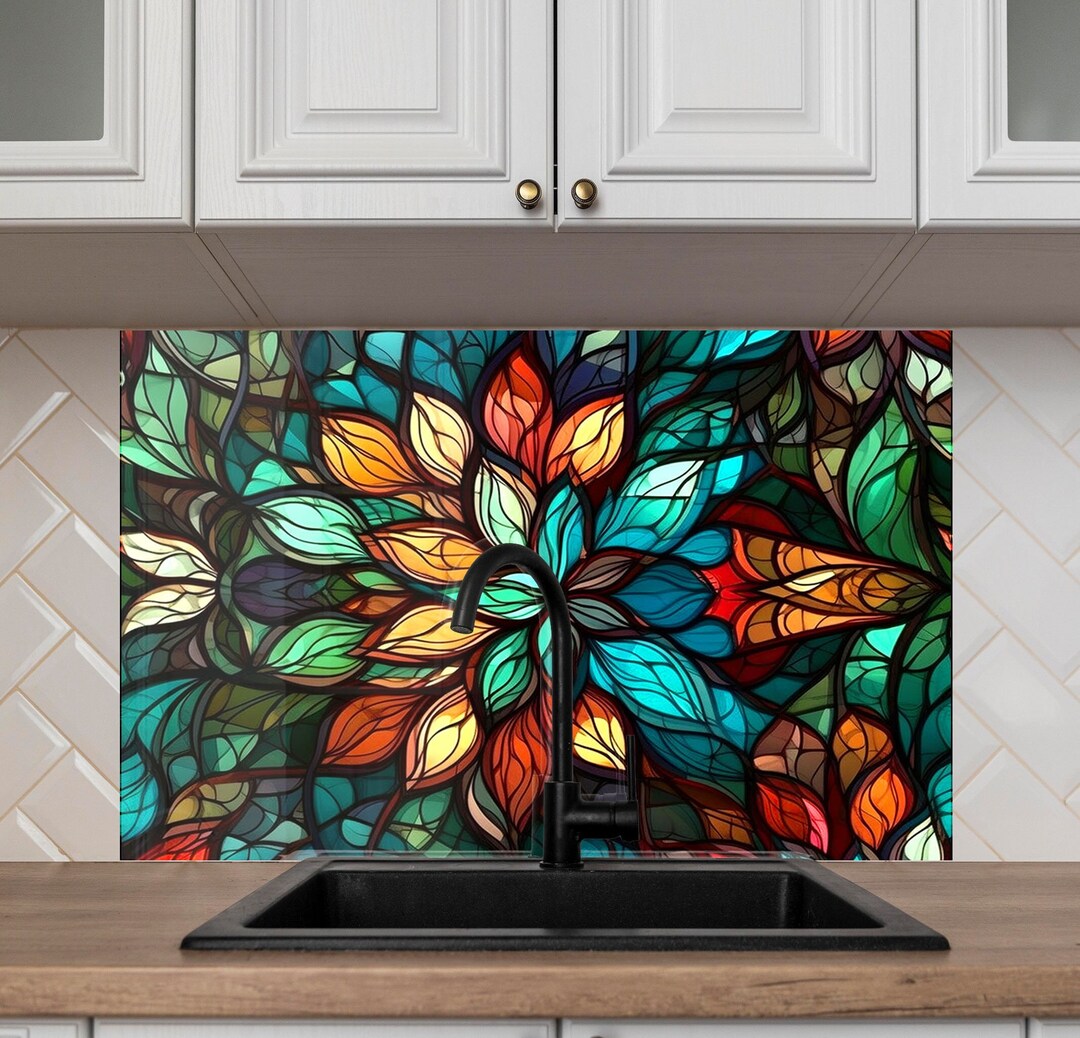 Tempered Glass Backsplash Stained Kitchen Splashback for Stove - Etsy