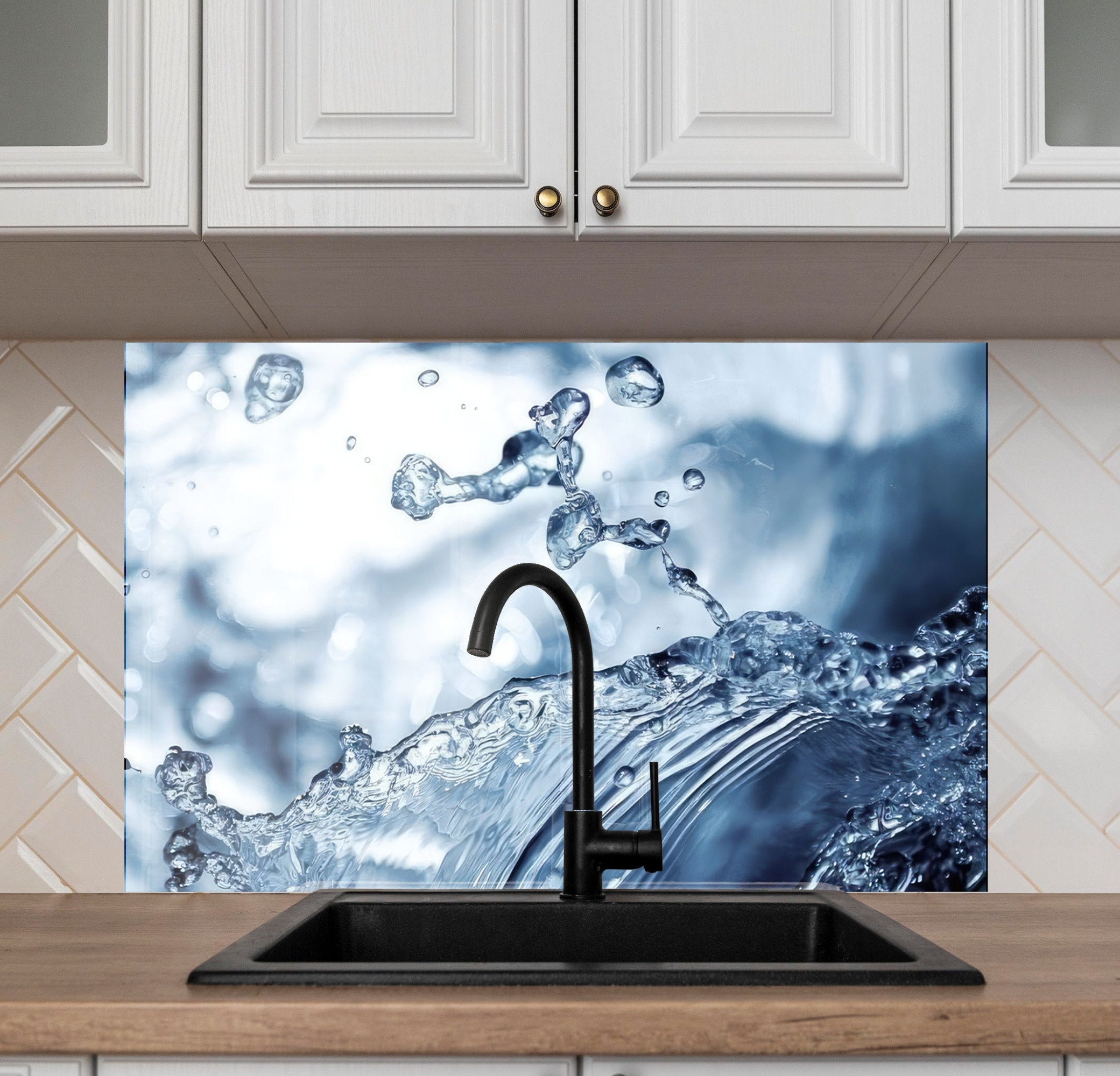 Tempered Glass Water Backsplash Tile Water Splashback for - Etsy