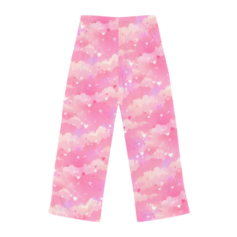 Pink Sparkly Cloud Pajama Pants, Pink Hearts Pajamas, Princess PJ Pants ...