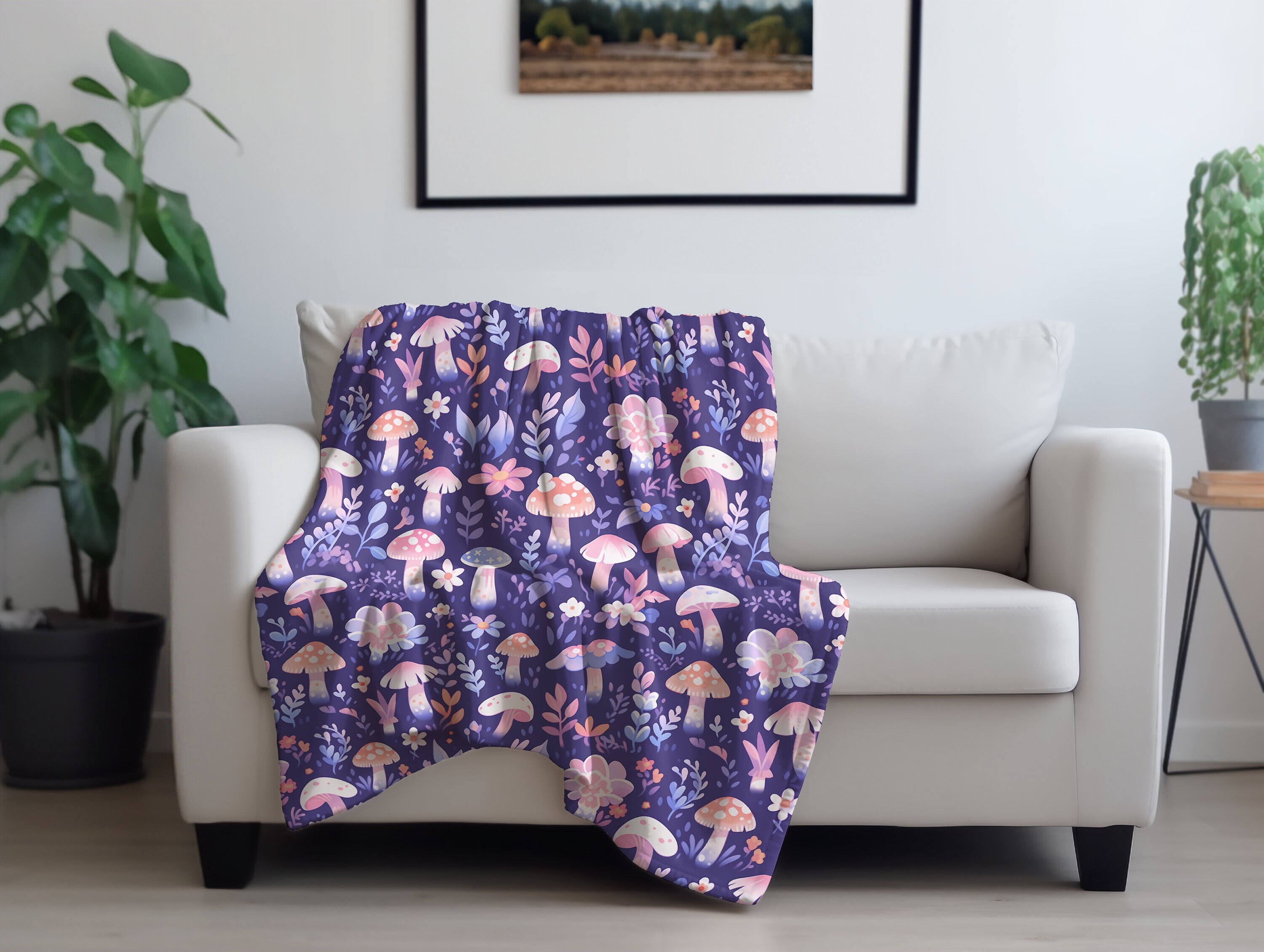 Mushroom Blanket, Cottagecore Throw, Toadstool Throw Blanket, Fungi ...