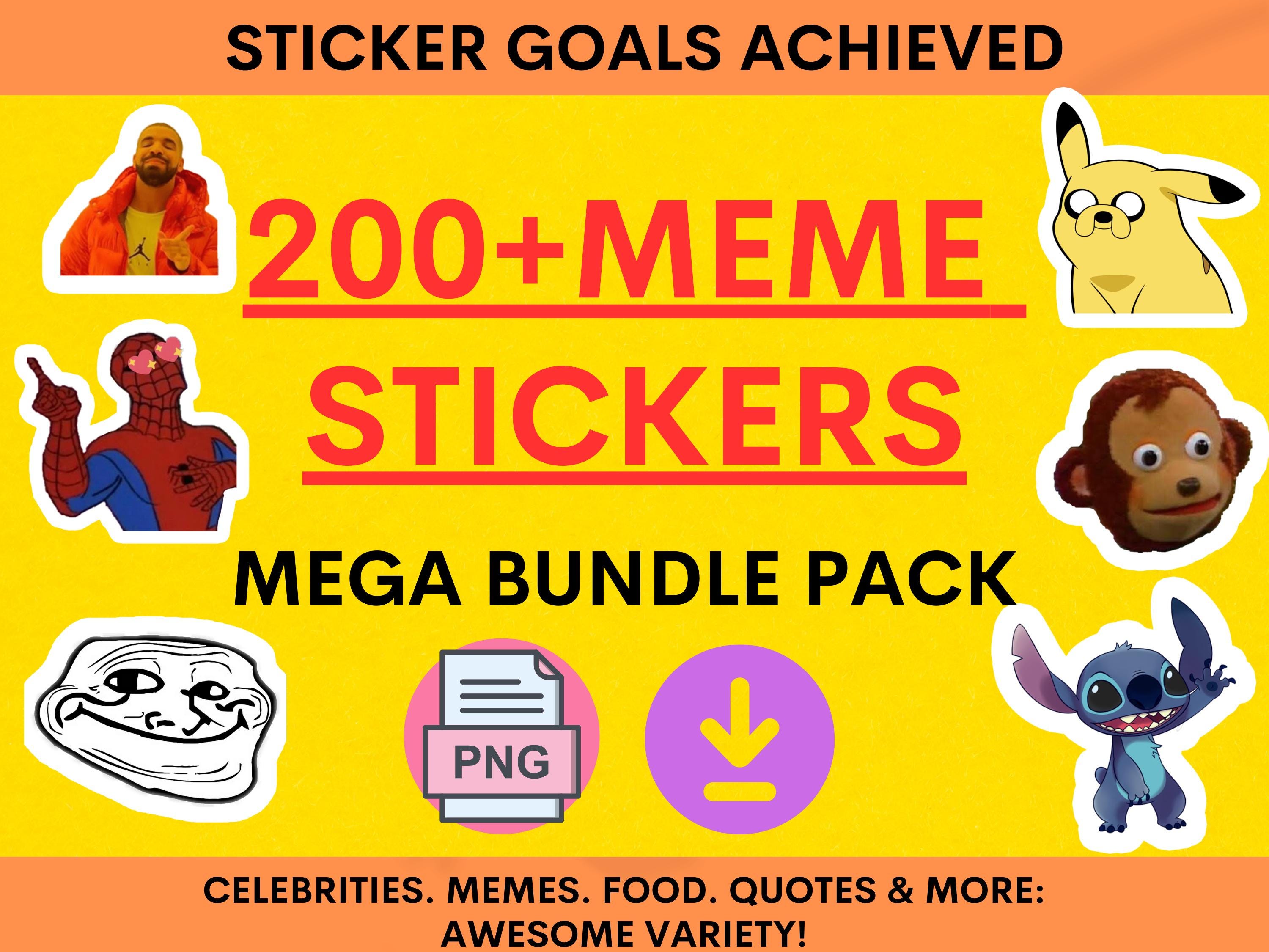 200 Digital Meme Stickers Mega Bundle Pack , Printable Stickers, Diy ...