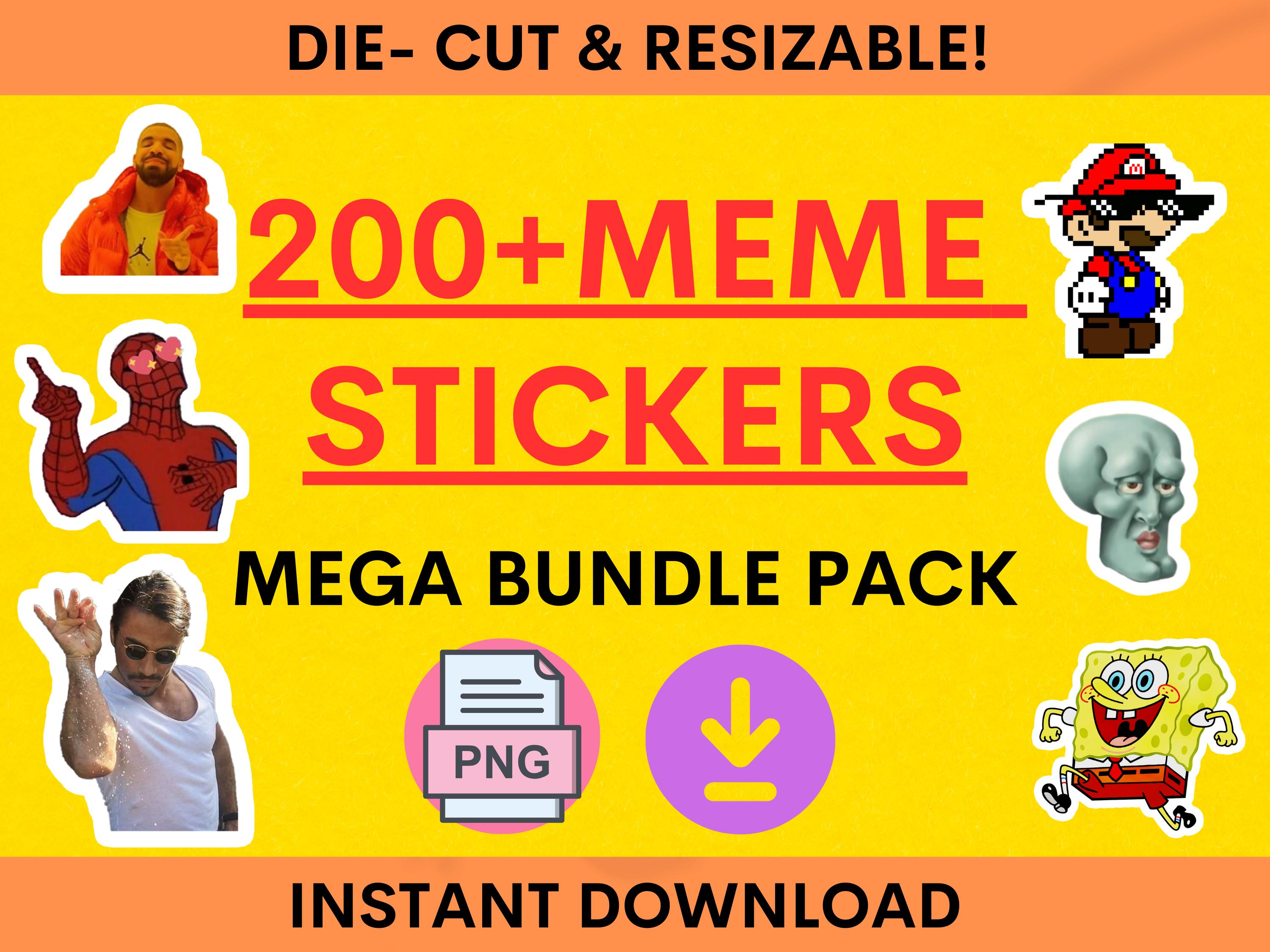 200 Digital Meme Stickers Mega Bundle Pack , Printable Stickers, Diy ...