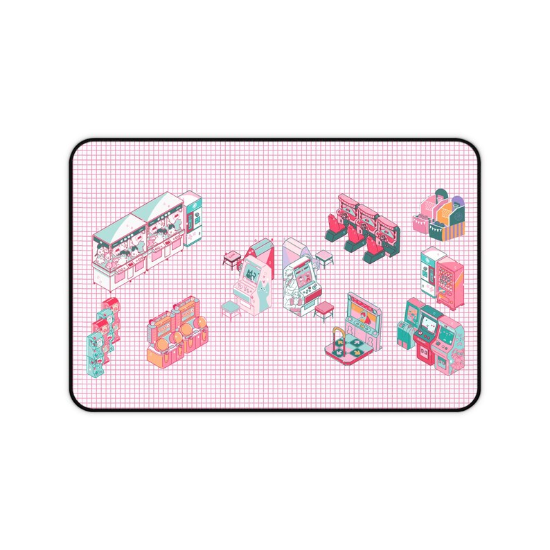 Kawaii Cute Pastel Arcade Desk Mat, Gaming Pad, Office, Dorm Decor ...
