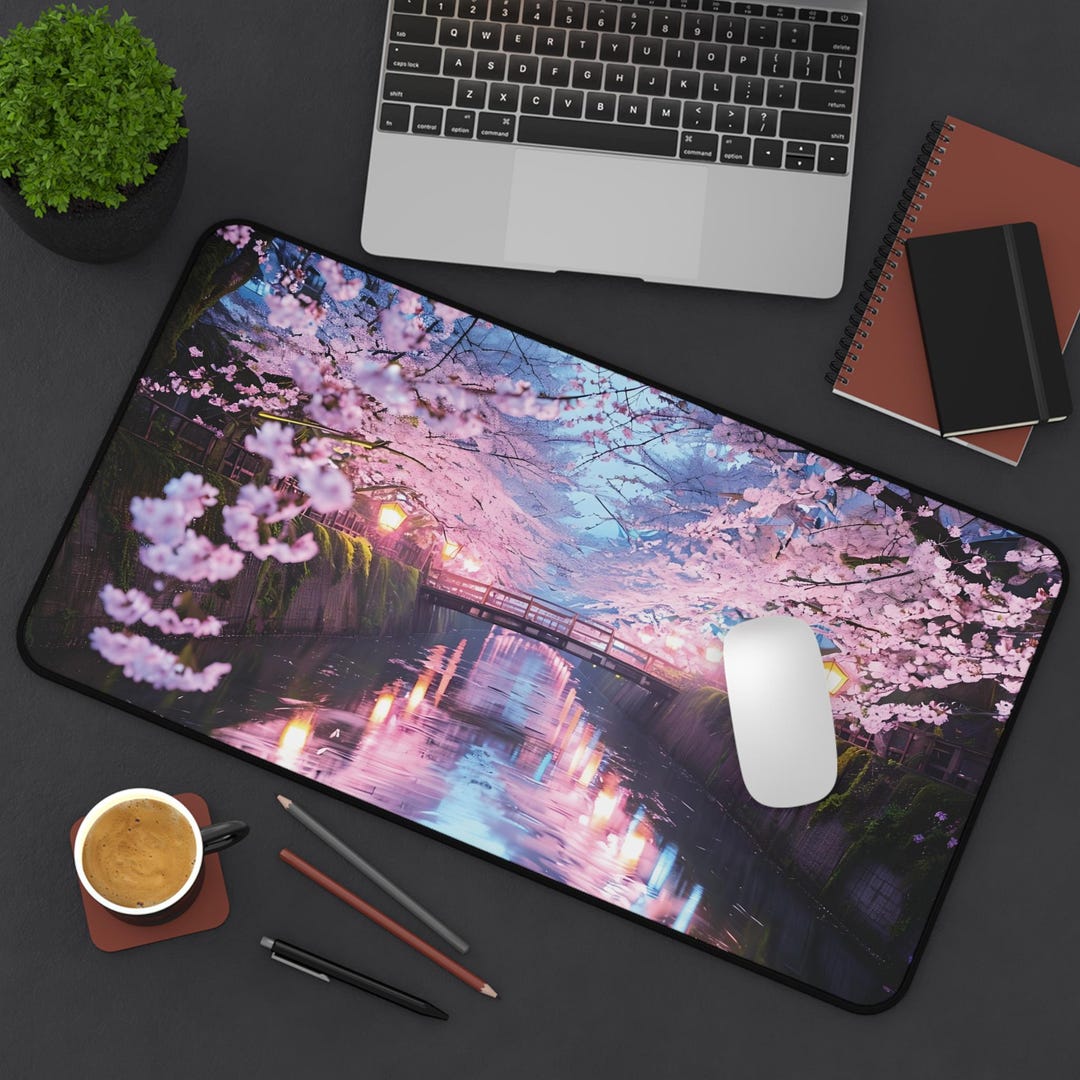 Cherry Blossom Japanese Desk Mat | Sakura, Computer, Laptop, Tranquil ...