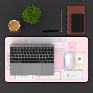 Kawaii Y2K Aesthetic Pink Desktop Desk Mat | Cute Mousepad | Office ...