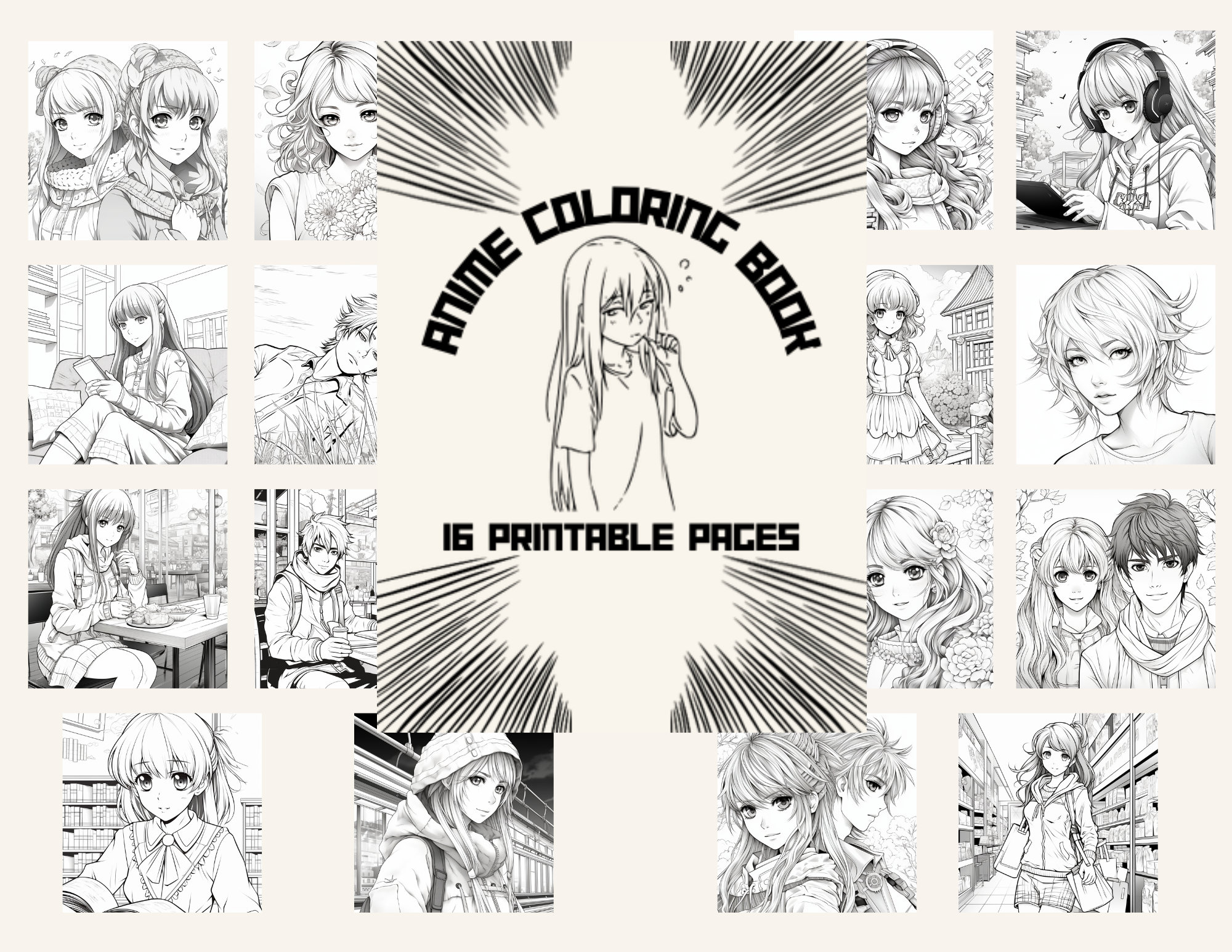 Anime Style Coloring Book Printable Instant Download - Etsy