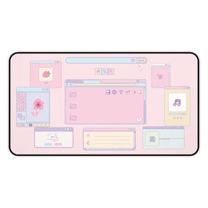 Kawaii Y2K Aesthetic Pink Desktop Desk Mat | Cute Mousepad | Office ...