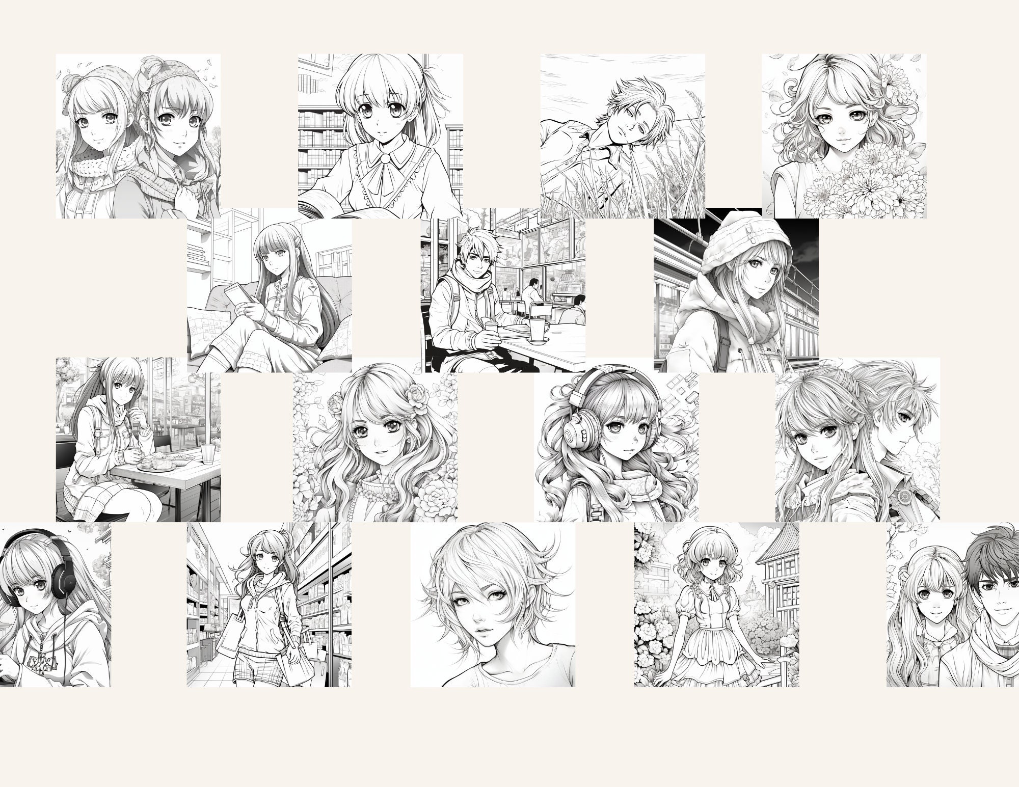 Anime Style Coloring Book Printable Instant Download - Etsy
