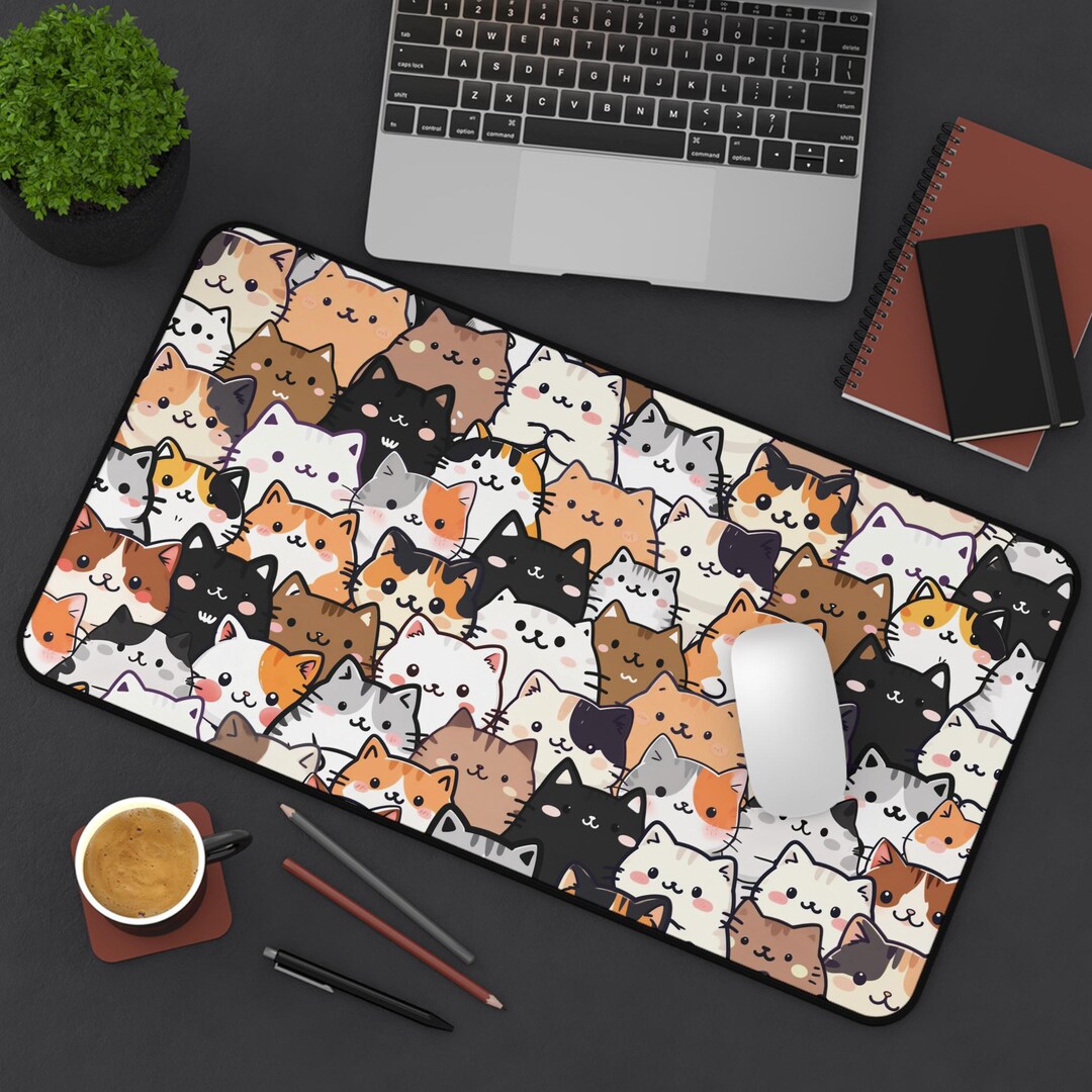Kawaii Cat Desk Mat | Cute | Adorable | Cat Lover | Gamer | Gaming ...