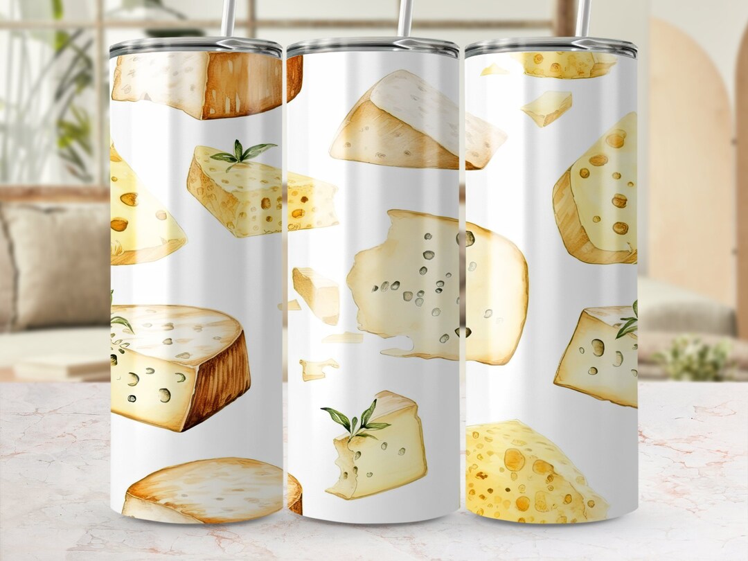 Assorted Cheese Gourmet Print Seamless 20oz Skinny Tumbler Wrap PNG ...