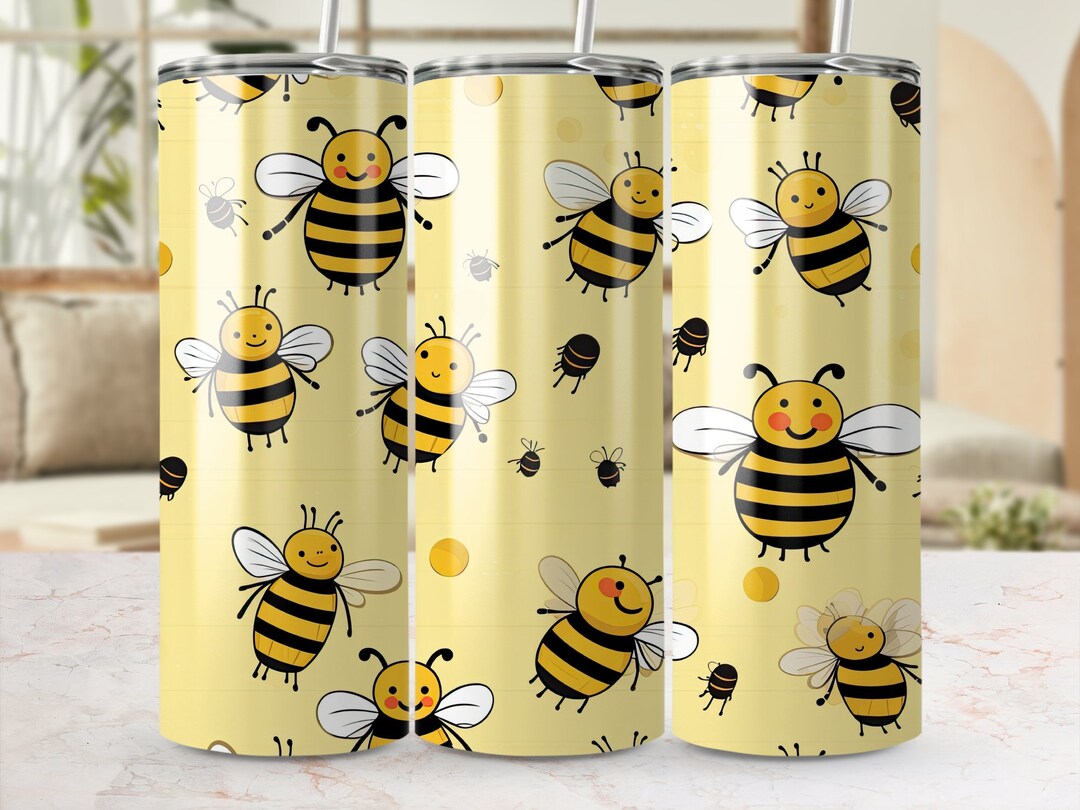 Adorable Bumblebee Pattern Tumbler Wrap, Seamless 20oz Design, Cute Bee ...