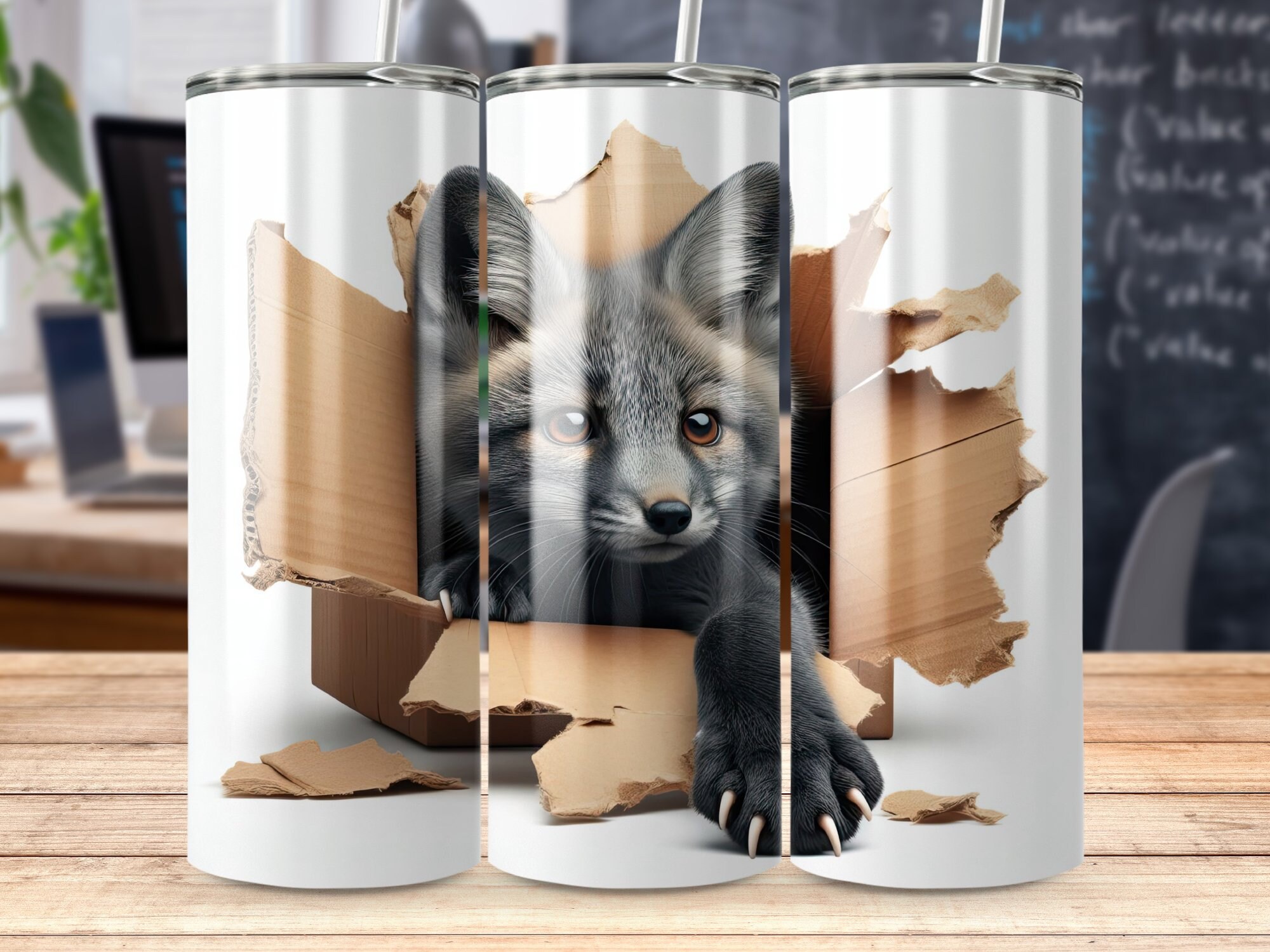 Adorable Fox Peeking Design, Seamless Tumbler Wrap Sublimation, 20oz ...