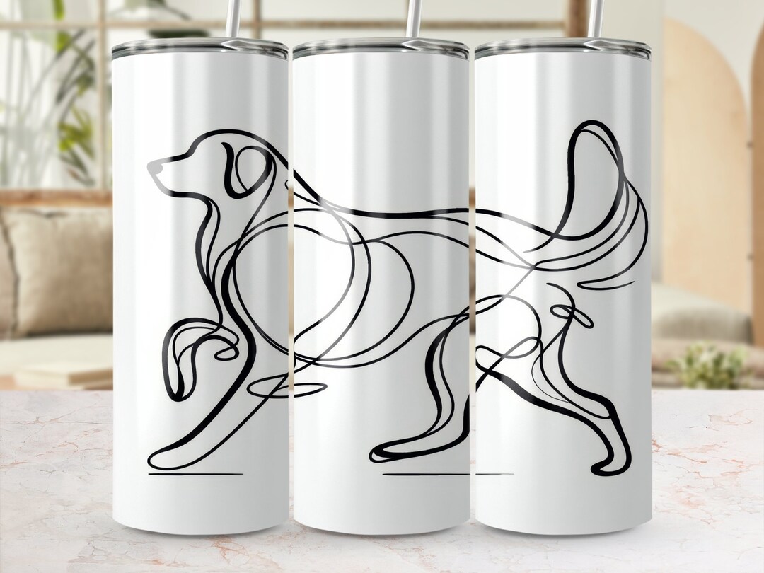 Abstract Dog Line Art 20oz Skinny Tumbler Wrap, Seamless Sublimation ...