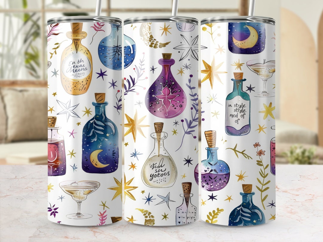 Whimsical Potion Bottles Seamless Wrap, 20oz Skinny Tumbler Sublimation ...