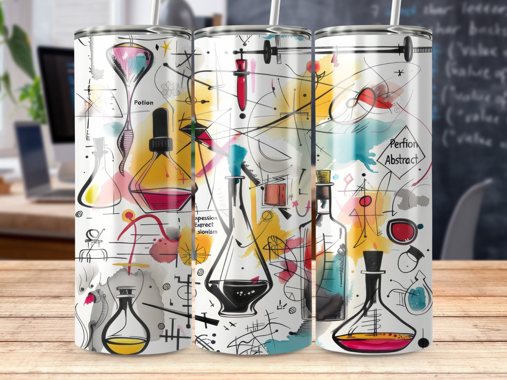 Abstract Potion Laboratory Seamless Tumbler Wrap, 20oz Skinny Tumbler ...