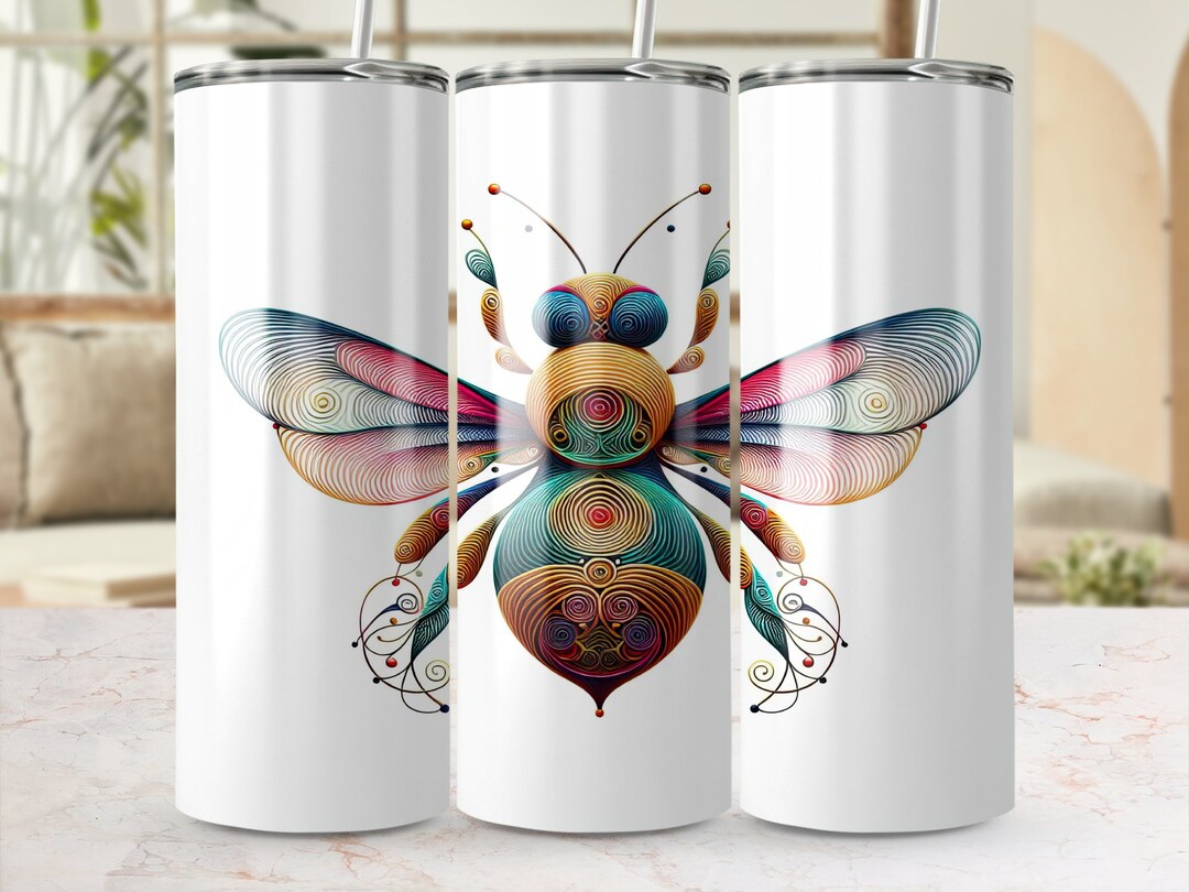 Colorful Abstract Bee Design 20oz Skinny Tumbler Wrap, Seamless ...