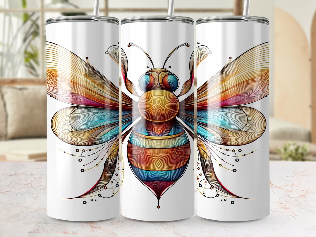 Vibrant Abstract Bee Design 20oz Skinny Tumbler Wrap, PNG Sublimation ...