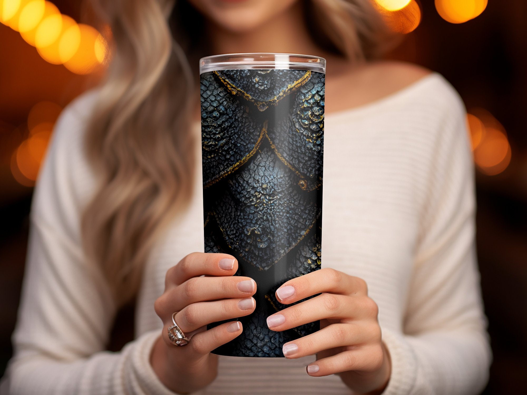 Dragon Scale Texture Tumbler Wrap Design, Black and Gold Seamless ...