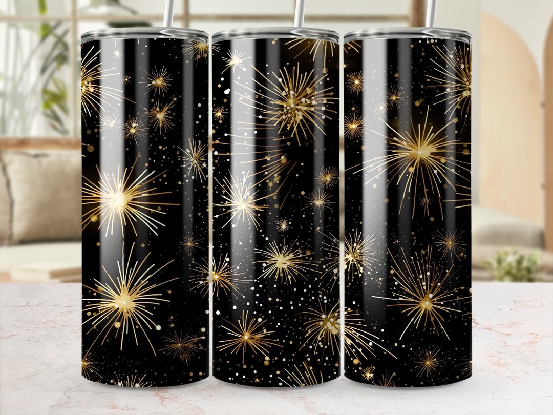 Sparkling Firework Display Seamless Tumbler Wrap, 20oz Skinny ...