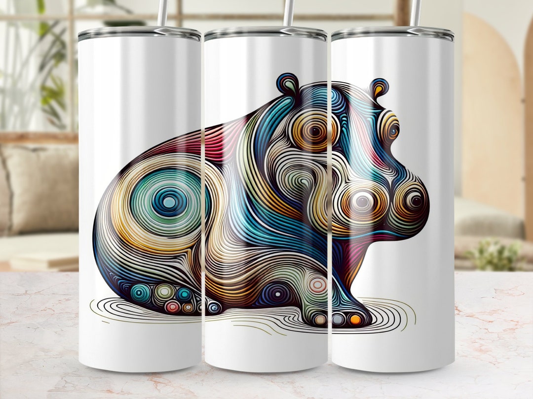 Colorful Abstract Hippo 20oz Skinny Tumbler Sublimation, Seamless Wrap ...