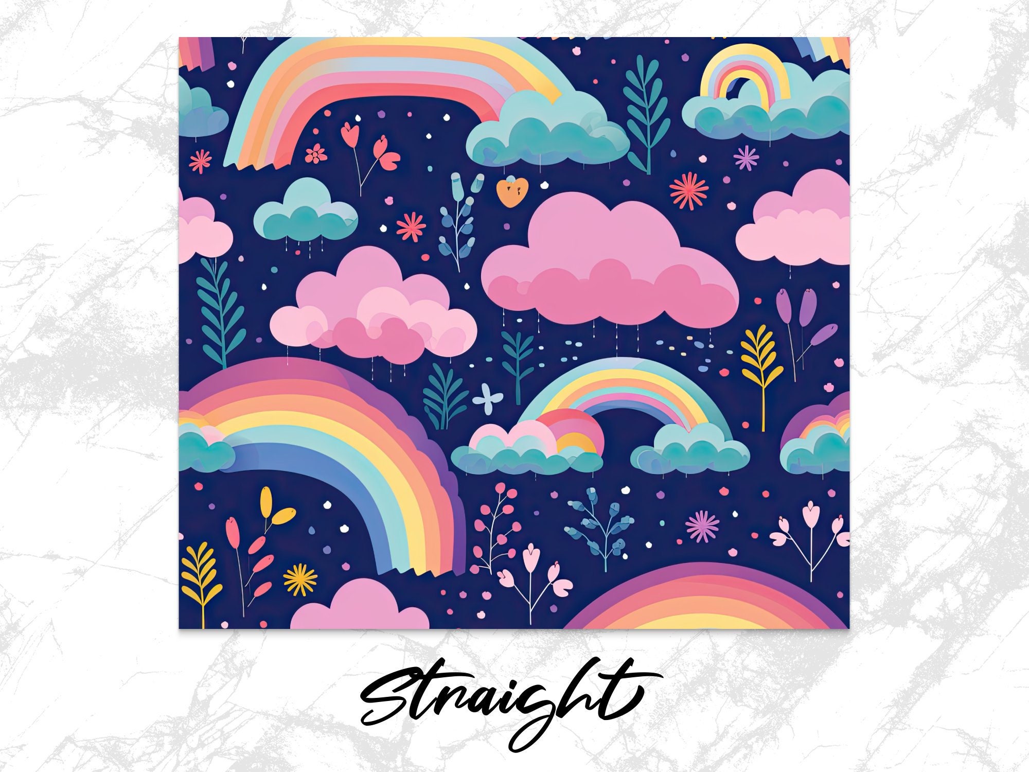Whimsical Rainbow and Clouds Tumbler Wrap Design, 20oz Skinny ...