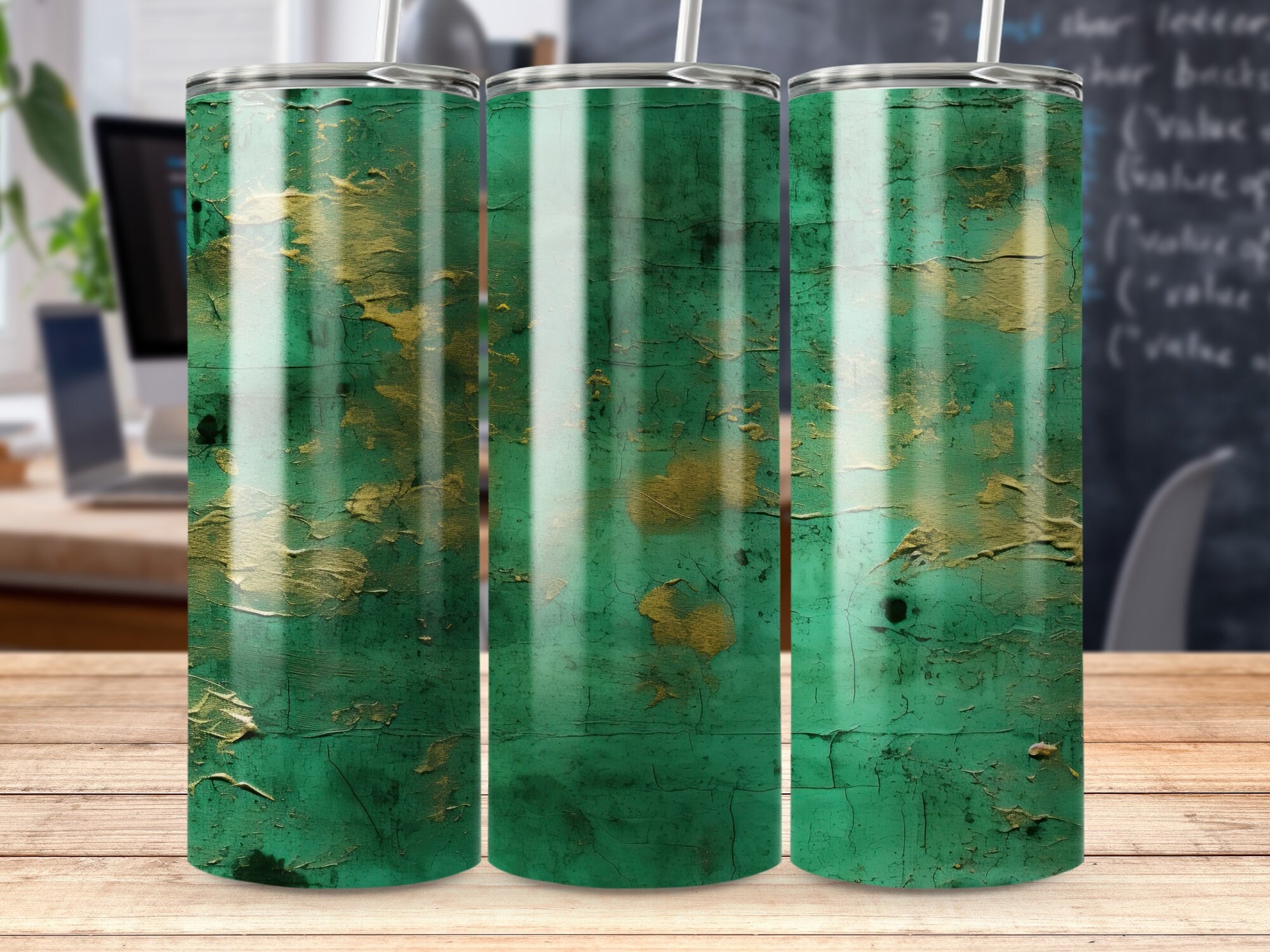 Distressed Green and Gold Texture 20oz Skinny Tumbler Wrap, Seamless ...