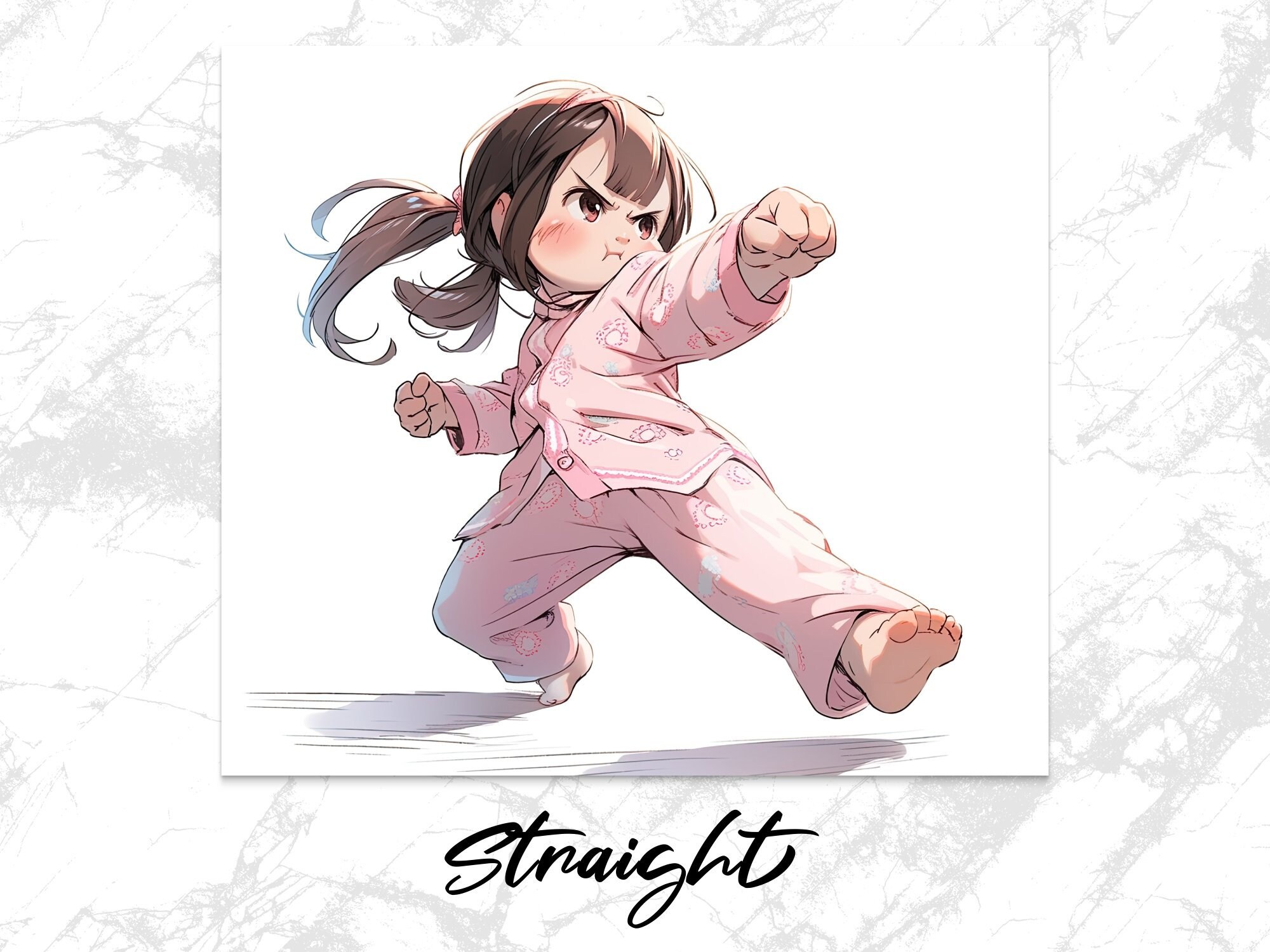 Cute Karate Girl Cartoon Seamless 20oz Skinny Tumbler Wrap Martial Arts Inspired Sublimation