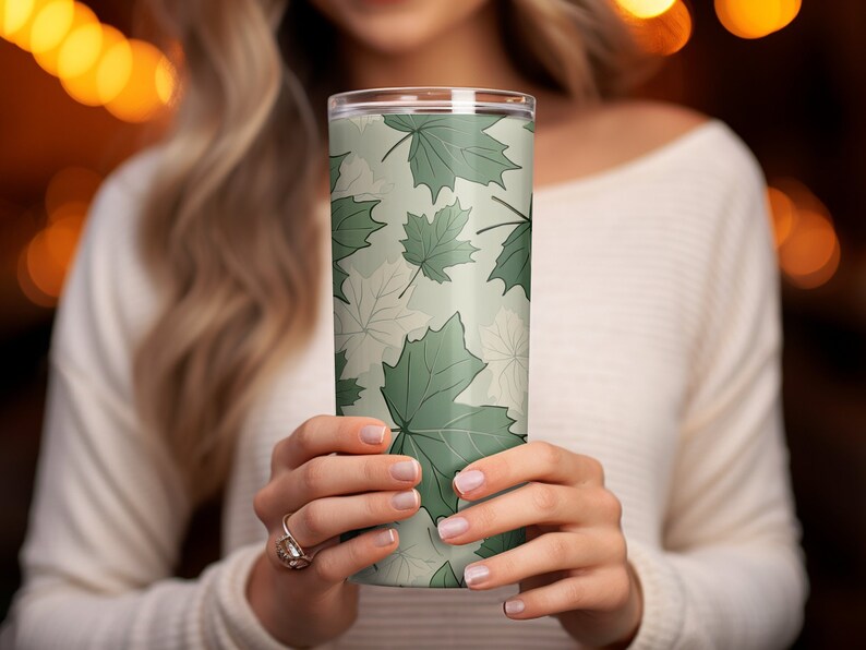 Maple Leaf Seamless Tumbler Wrap Design, 20oz Skinny PNG Sublimation ...