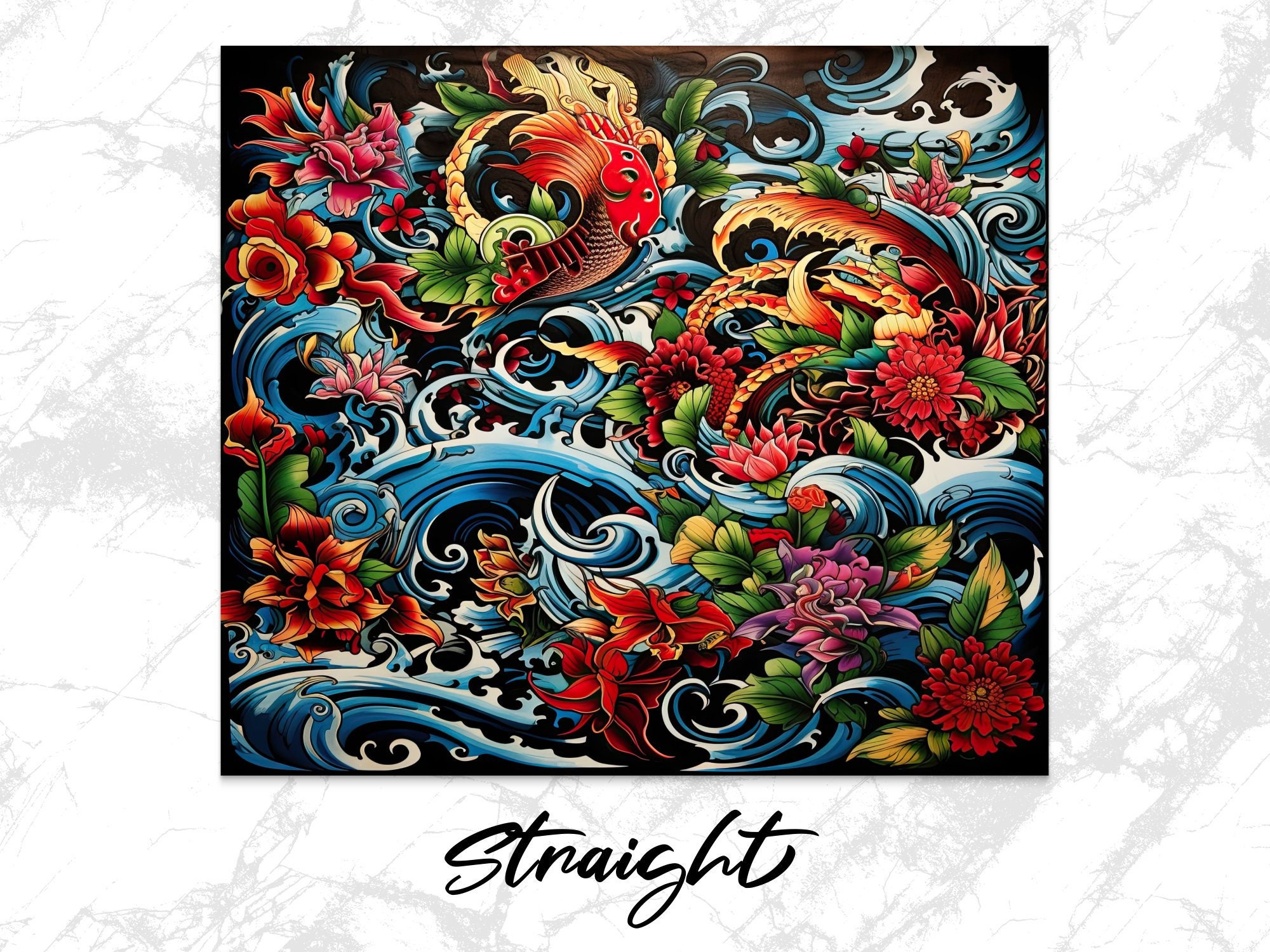 Koi Fish and Lotus Flower Sublimation Design, Seamless 20oz Skinny ...