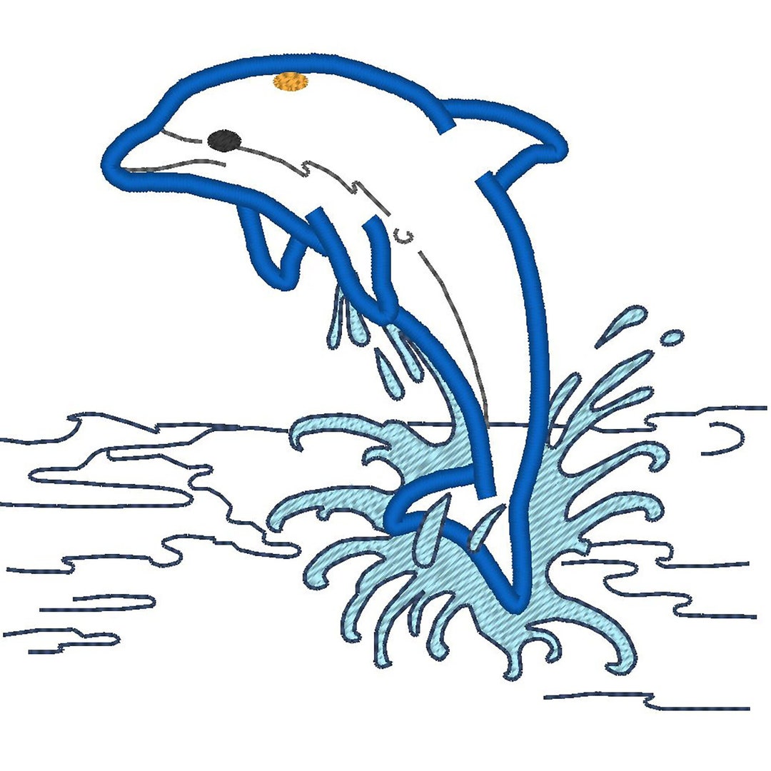 Dolphin Embroidery Design Downloadable, Dolphin Machine Embroidery ...