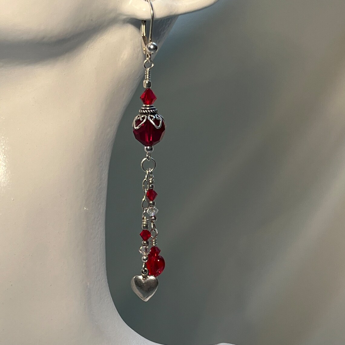 Victorian Flare Heart Earrings, Sweetheart Earrings, Dangle Earrings ...