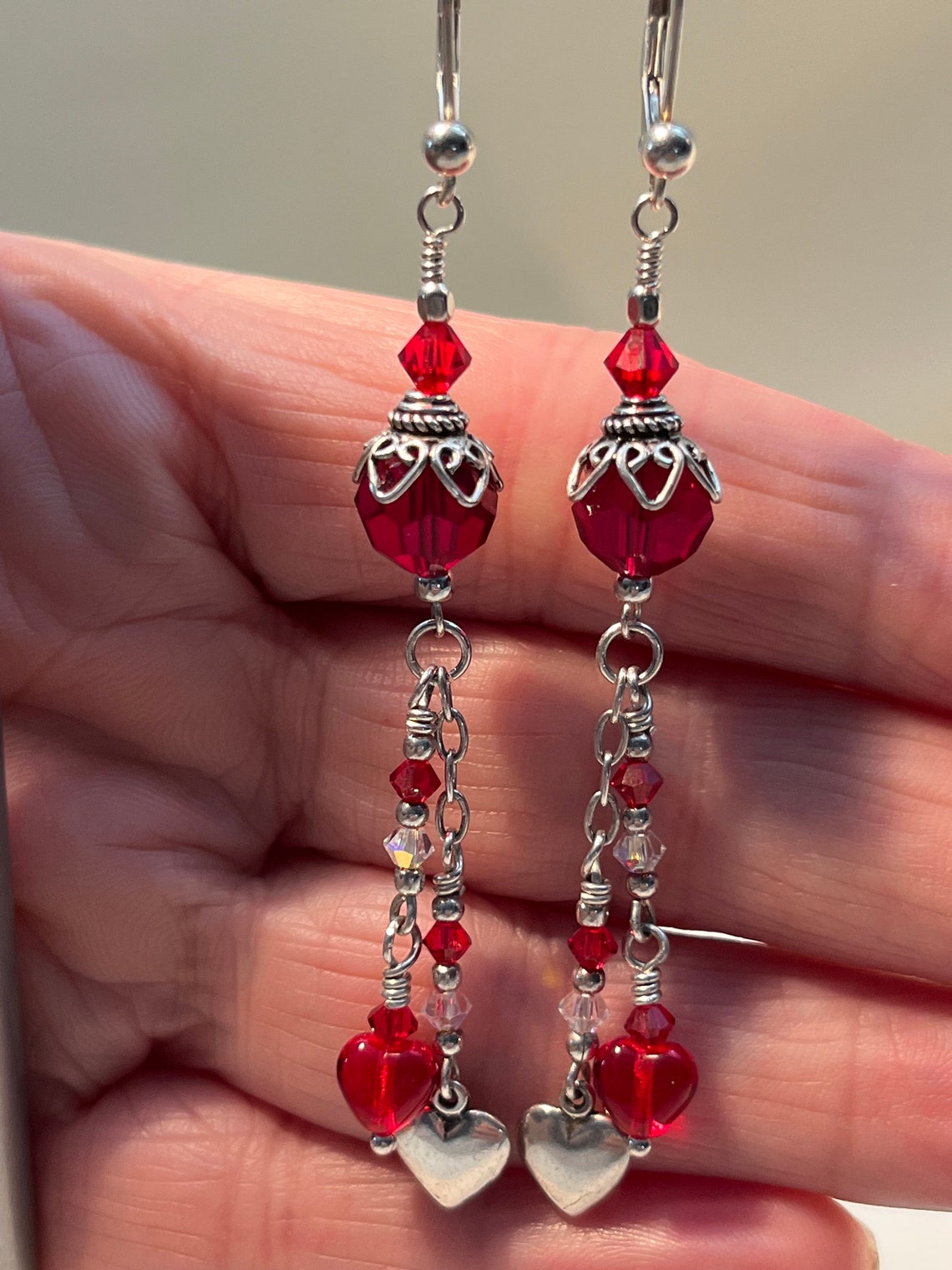 Victorian Flare Heart Earrings, Sweetheart Earrings, Dangle Earrings ...