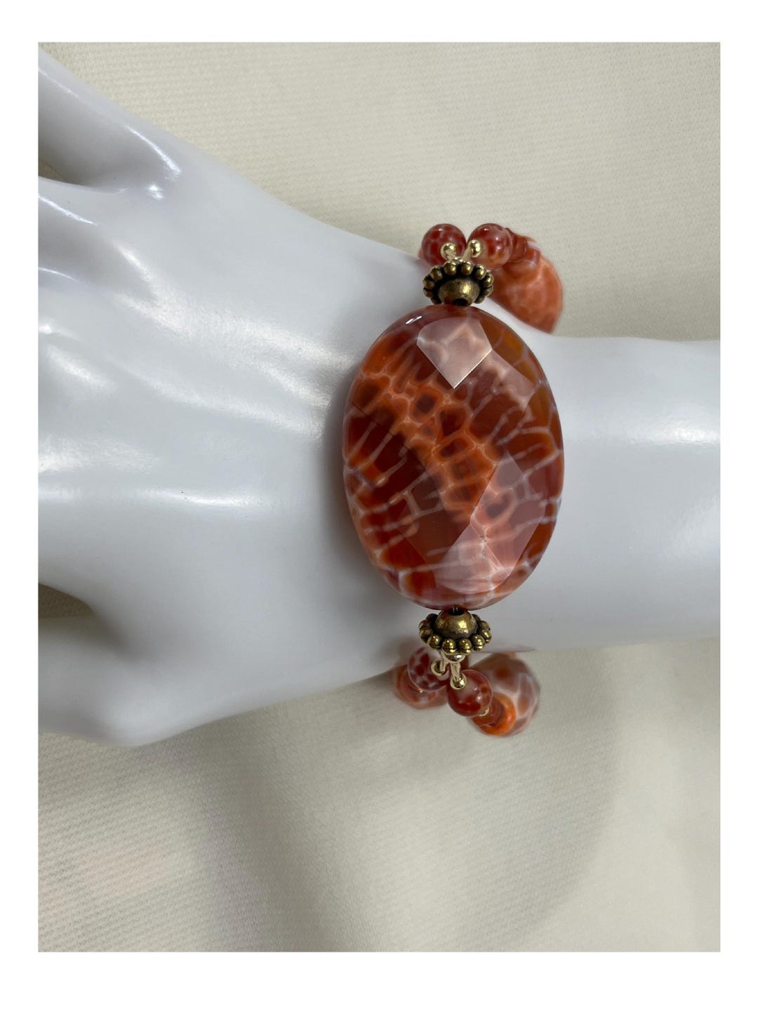 Snakeskin Fire Agate Bracelet: Sunstone & Gold Accent Jewelry - Etsy
