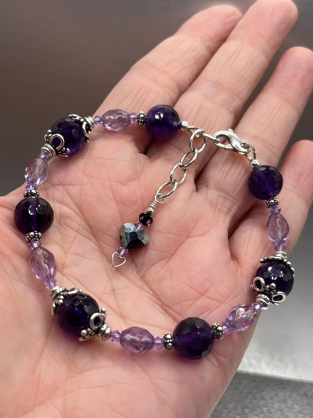 Victorian, Flare, Bracelet/sterling Silver, Crystal, Purple & Lavender ...