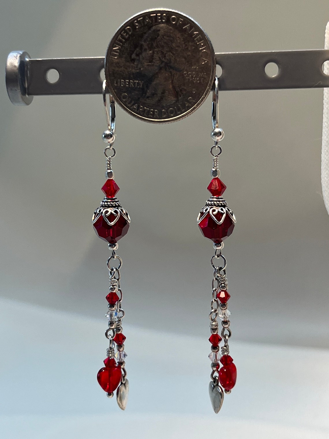 Victorian Flare Heart Earrings, Sweetheart Earrings, Dangle Earrings ...