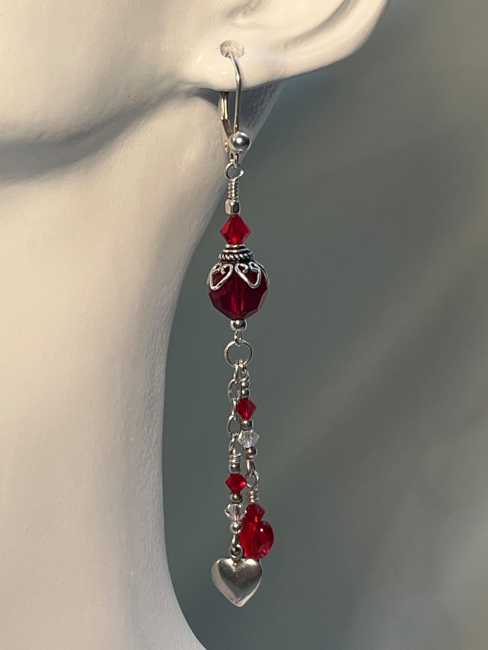 Victorian Flare Heart Earrings, Sweetheart Earrings, Dangle Earrings ...