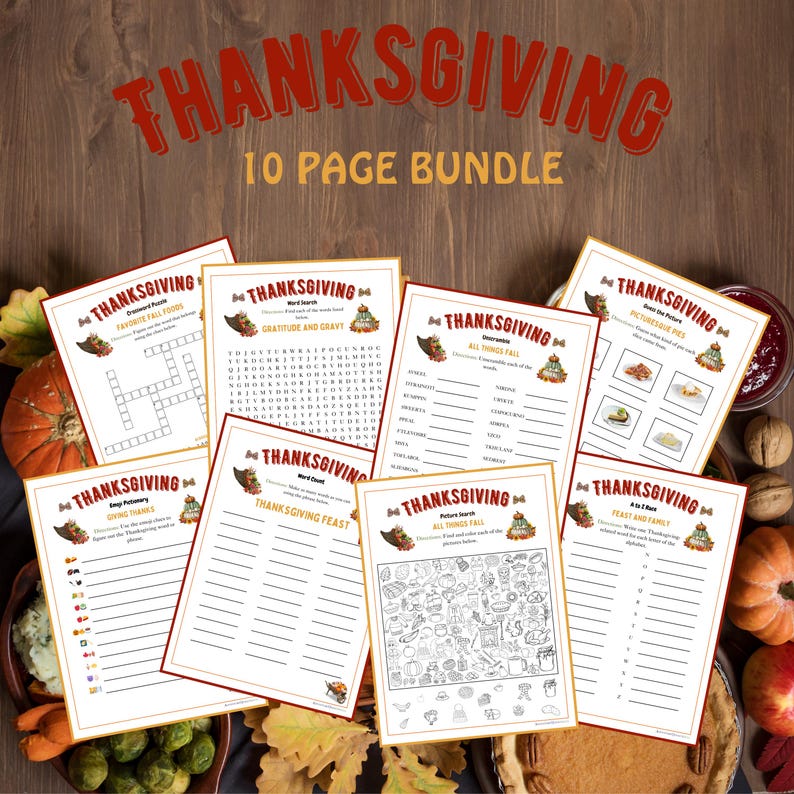 Thanksgiving Games Bundle | Thanksgiving Printable Activity Sheet ...