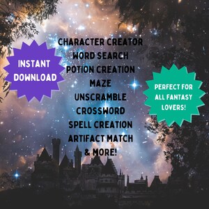 Fantasy Game Bundle | Fantasy Coloring Pages | Fantasy Magic Printables ...